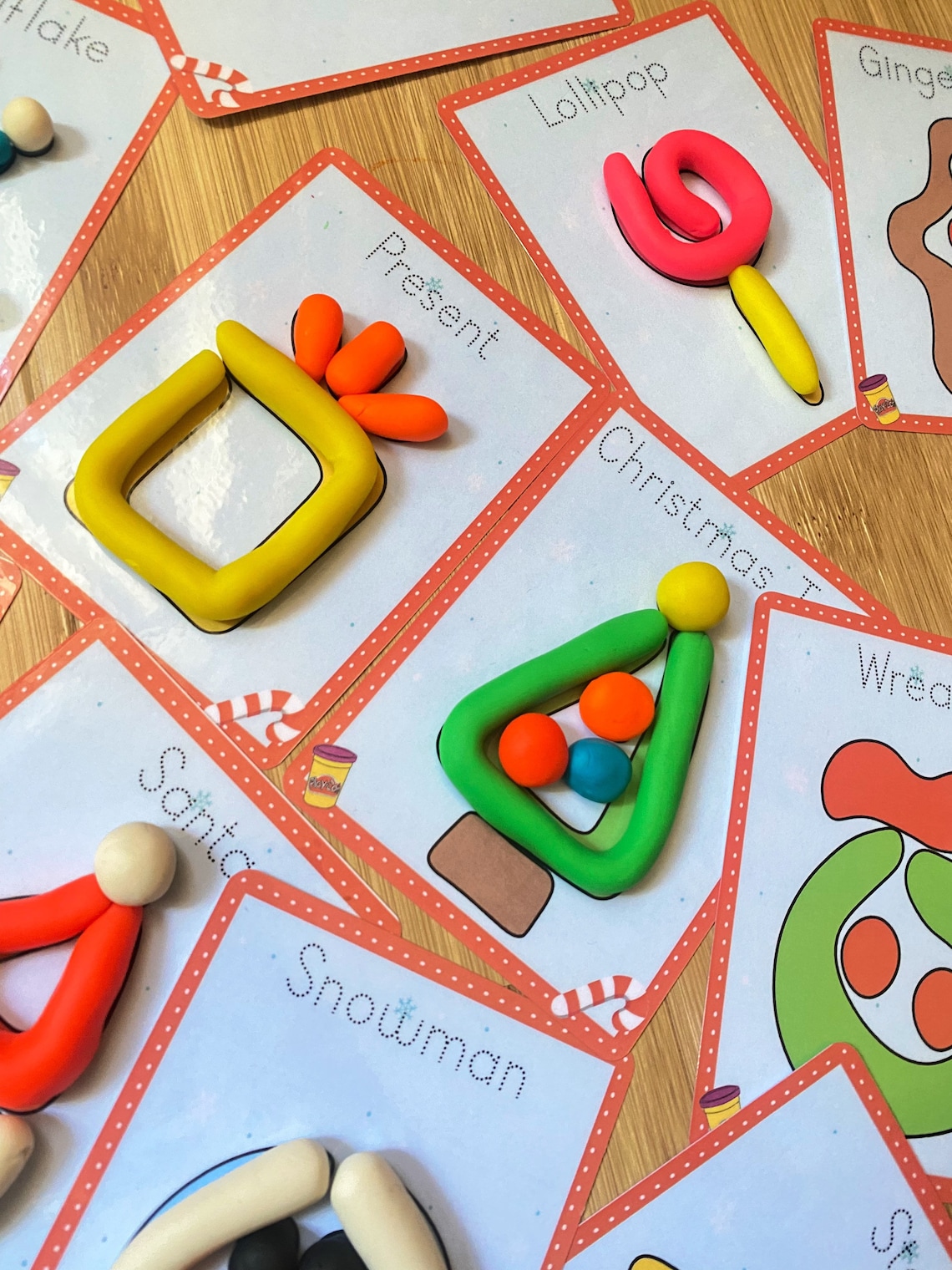 Christmas Play Dough Mats Printable Play Doh Visual Cards - Etsy