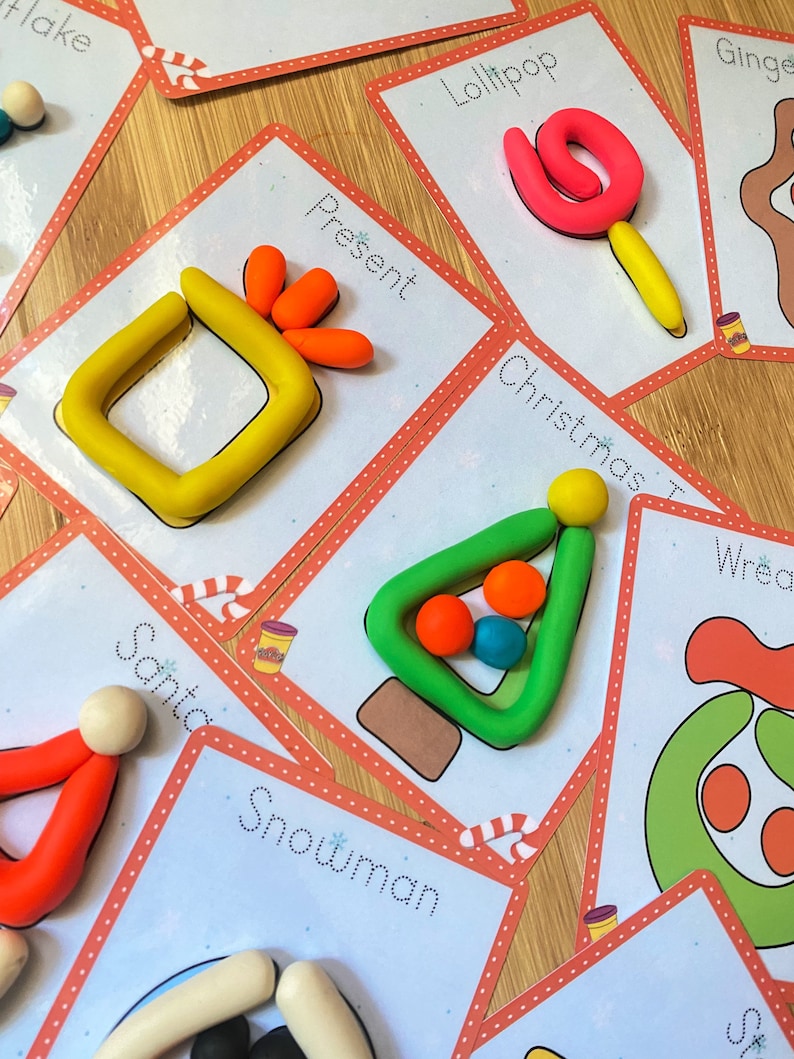 Christmas Play Dough Mats Printable Play Doh Visual Cards - Etsy