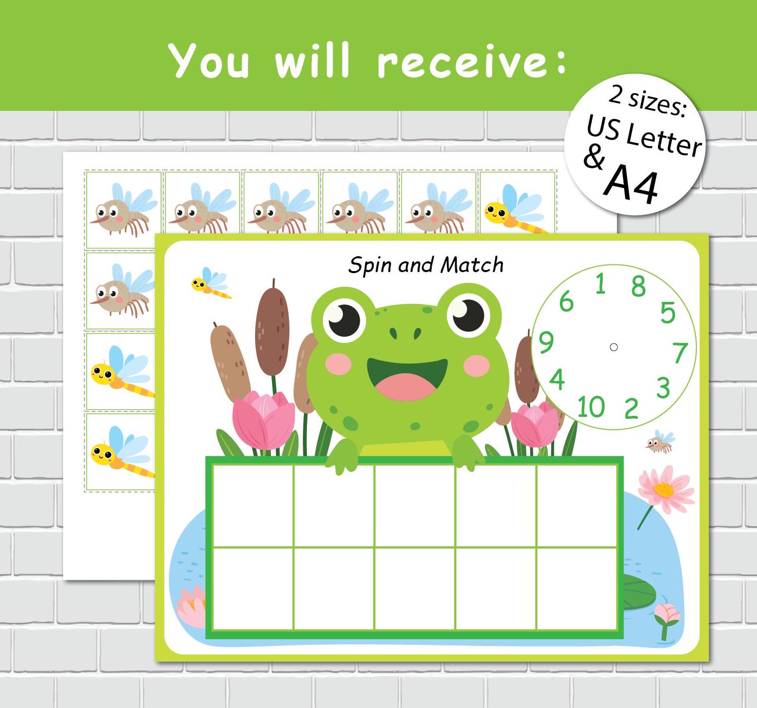 Frog Ten Frames Matching Game, Preschool Math Activity (digital ...