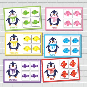 Penguin Color Matching Activity for Kids, Winter Activities, Toddler ...