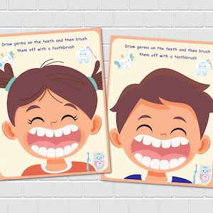 Dental Health Preschool Printable Activity for Kids, Teeth Brushing ...