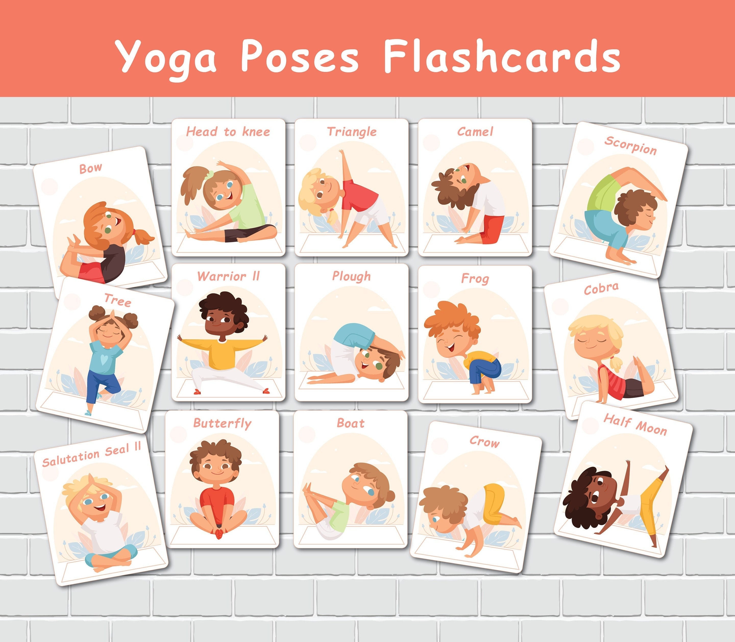Yoga Poses Flash Cards Printable Yoga Cards For Kids Pack (Two Decks)
