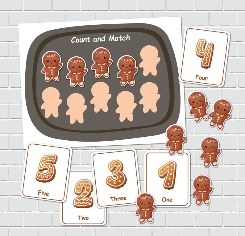 Gingerbread Man Counting Game, Christmas Printable, Math Activity ...