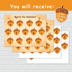 Acorn Alphabet Matching Activity for Kids, Autumn Quiet Book ...
