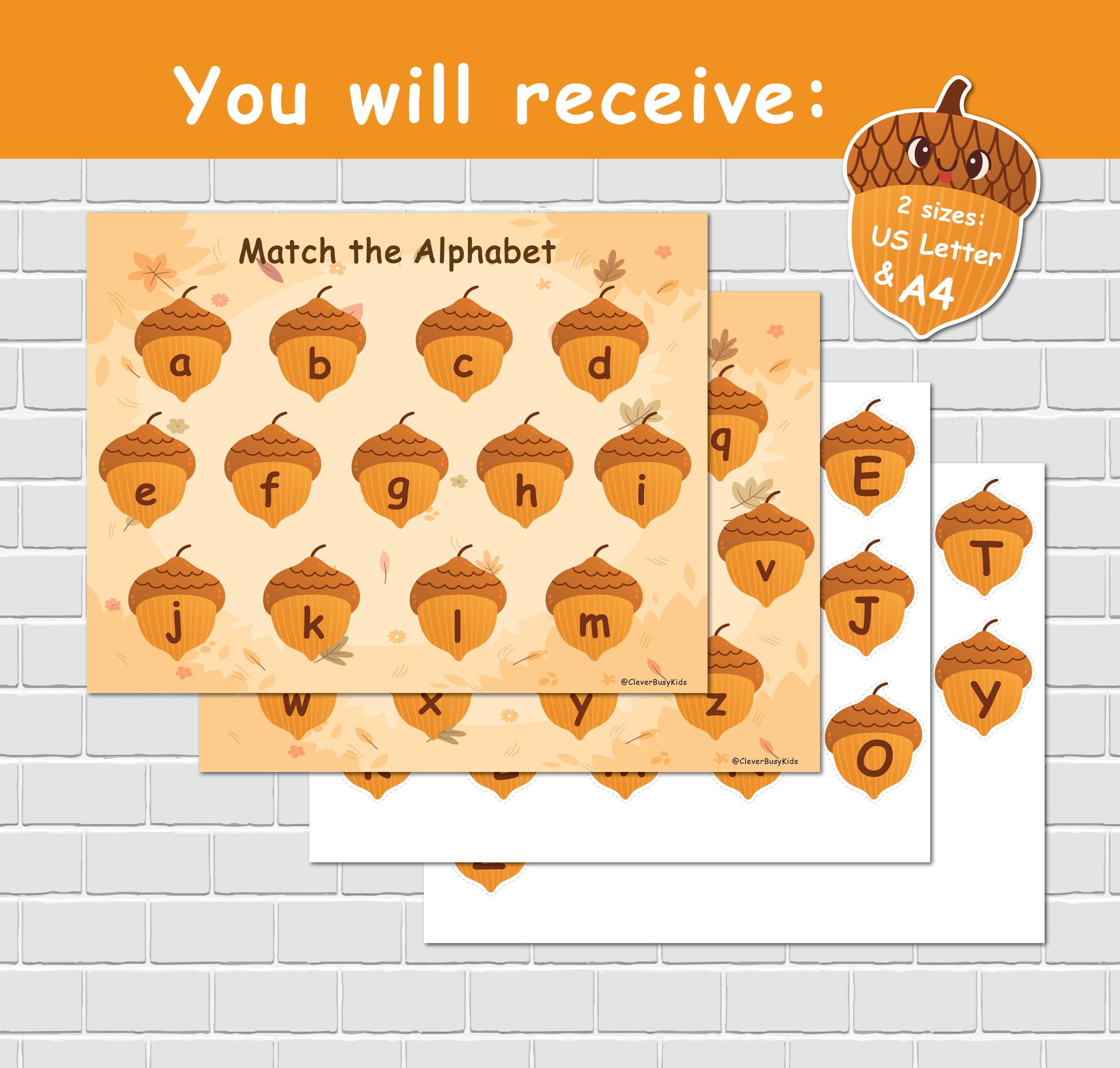Acorn Alphabet Matching Activity for Kids, Autumn Quiet Book ...