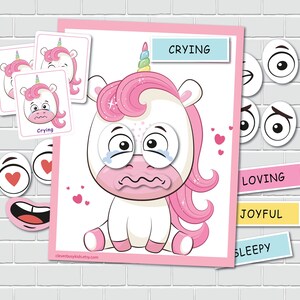 Emotions and Feelings Matching Game, Unicorn Theme Activity for Kids ...