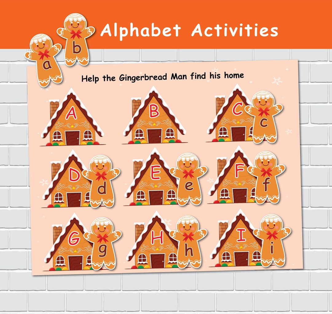 Gingerbread Man Alphabet Activity for Kids, ABC Matching Printable ...