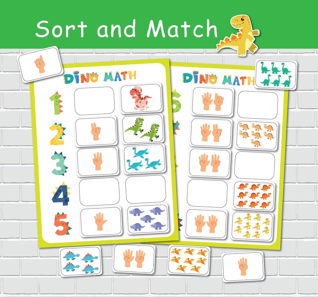Dinosaur Math Activities for Kids, Count and Match Numbers, Preschool ...