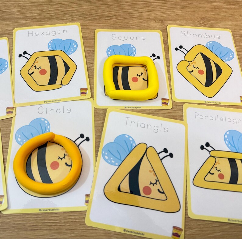Bees Shapes Play Dough Mats, Summer Play Doh Activity, Preschool Fine ...