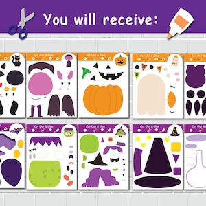 Halloween Cut Out and Glue Activity for Kids. Preschool Cutting ...