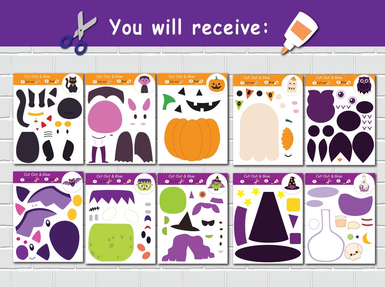 Halloween Cut Out and Glue Activity for Kids. Preschool - Etsy