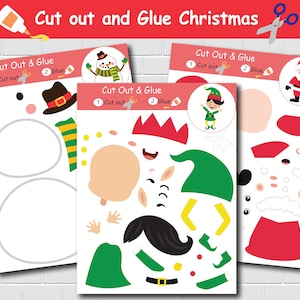 Christmas Cut Out and Glue, Holiday Paper Craft, Scissors Practice for ...