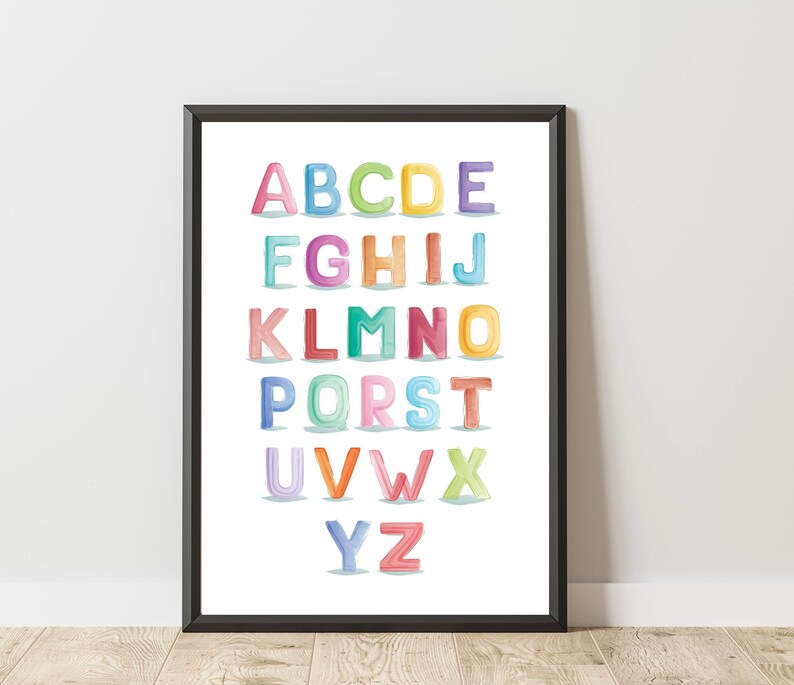 Alphabet Poster for Kids. Watercolor Alhabet Educational - Etsy