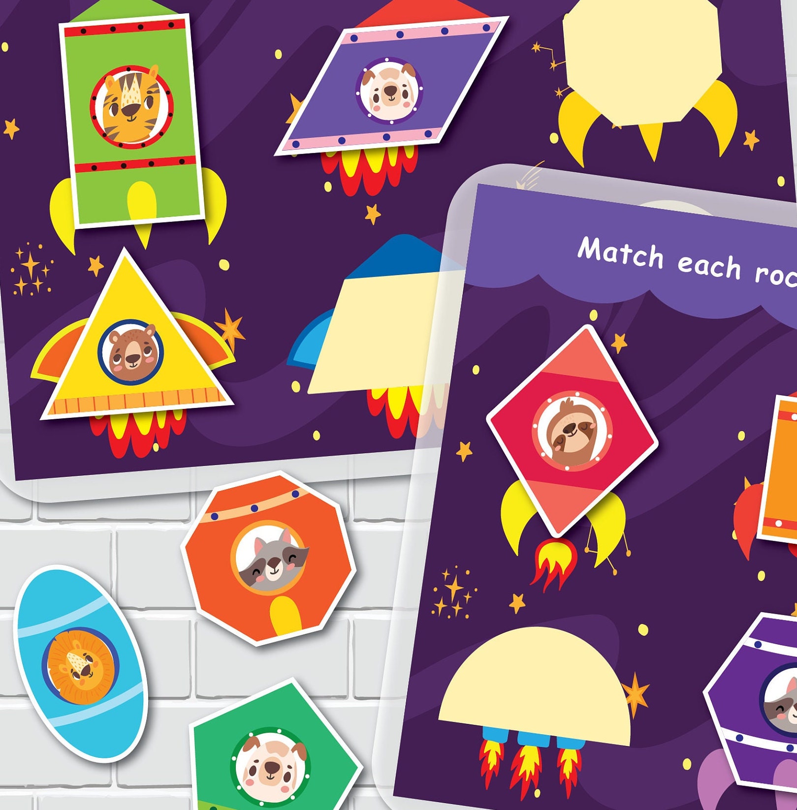 Shape Matching Activity, 2D Shapes, Space Busy Book Page, File Folder ...