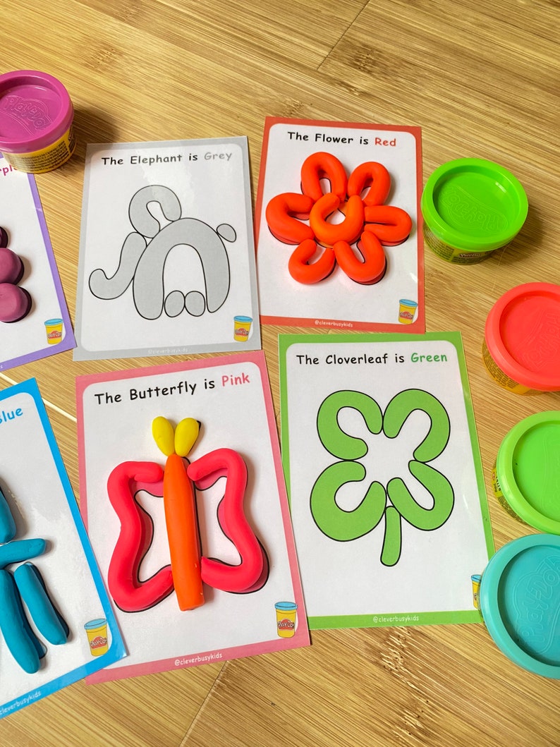 Colors Play Doh Mats, Kids Printable Play Dough, Montessori Play Doh ...