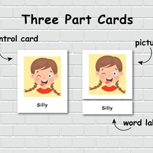 Emotions Flashcards, Feelings 3 Part Cards, Montessori Printable ...