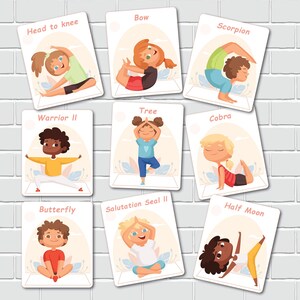 Kids Yoga Cards, Yoga Poses Flashcards, Printable Cards for Children ...