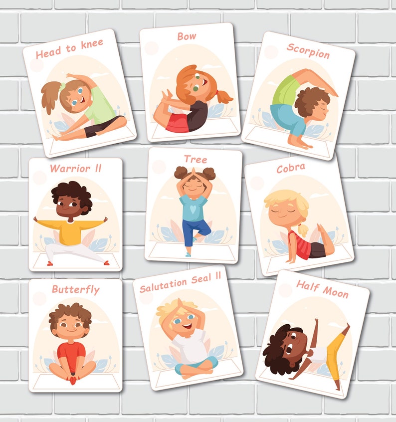 Kids Yoga Cards, Yoga Poses Flashcards, Printable Cards for Children ...