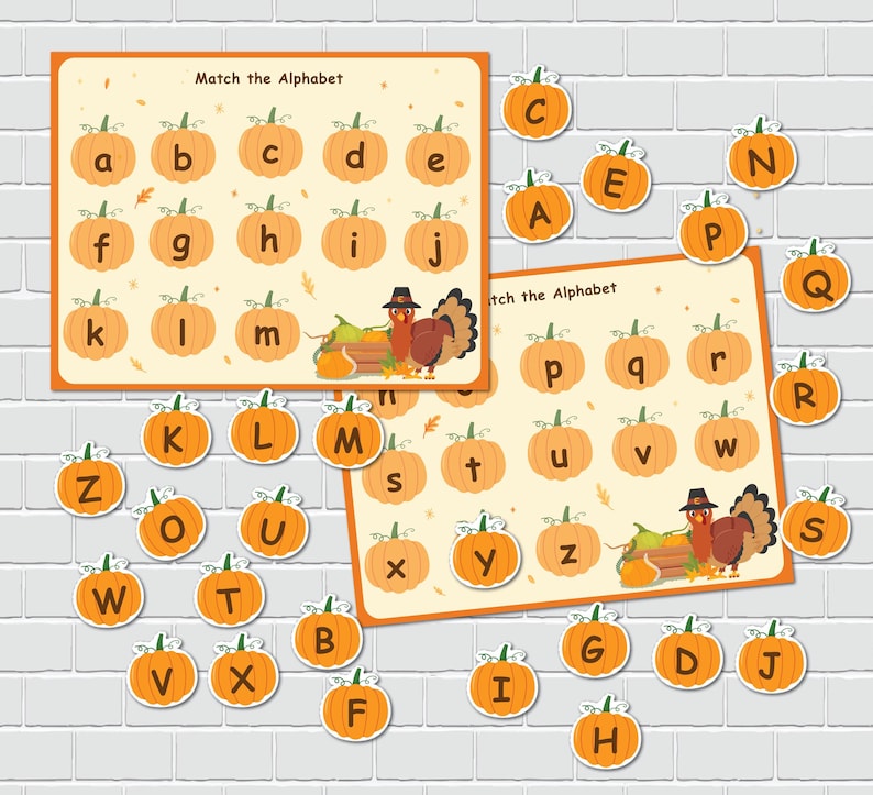 Pumpkin Alphabet Matching Activity, Fall Busy Book Page, Learning ...