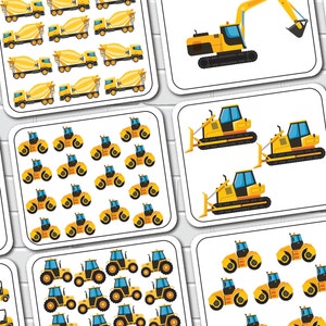 Comparing Numbers Construction Trucks Printable Activity for Preschool ...