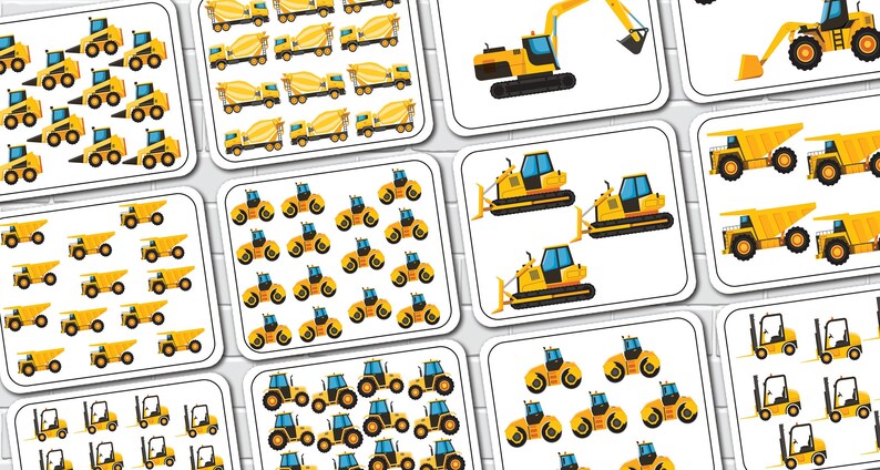 Comparing Numbers Construction Trucks Printable Activity for - Etsy