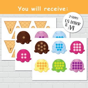 Ice Cream Numbers Matching Activity. Toddlers Sort and Match Game. Math ...