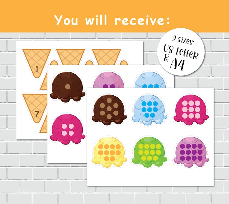 Ice Cream Numbers Matching Activity. Toddlers Sort and Match Game. Math ...