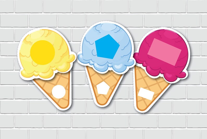 Ice Cream Shapes Matching Activity. Toddlers Sort and Match Game ...