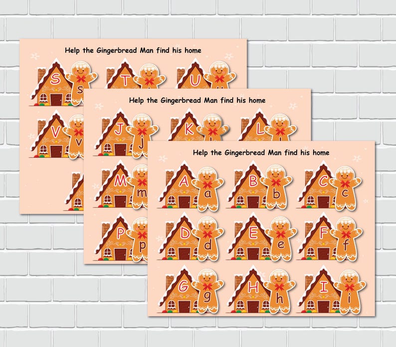 Gingerbread Man Alphabet Activity for Kids, ABC Matching Printable ...