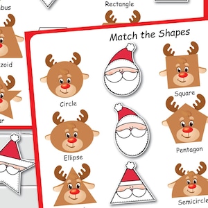 Santa Shapes Matching Activity, 2D Shapes, Christmas Busy Book Page ...