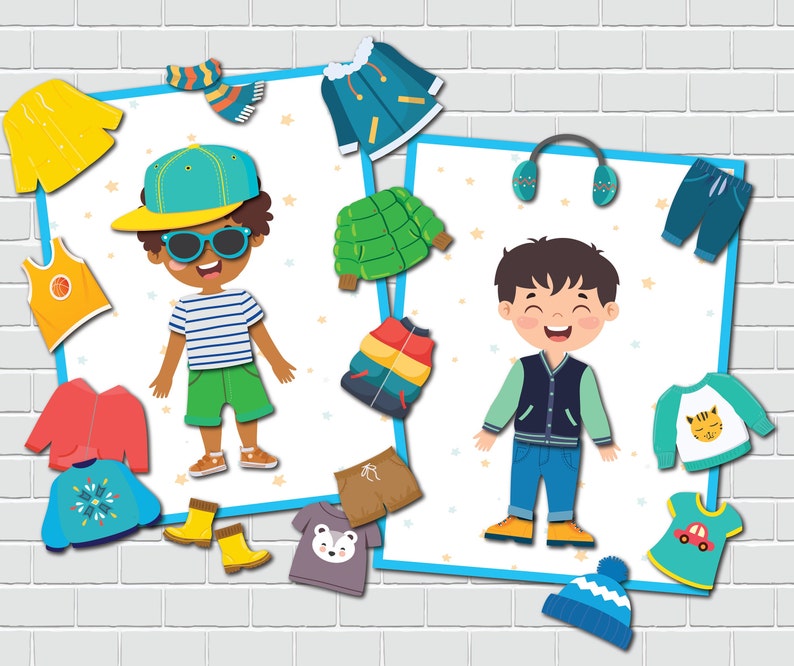 Dress up Printable Activity Four Seasons File Folder Games - Etsy