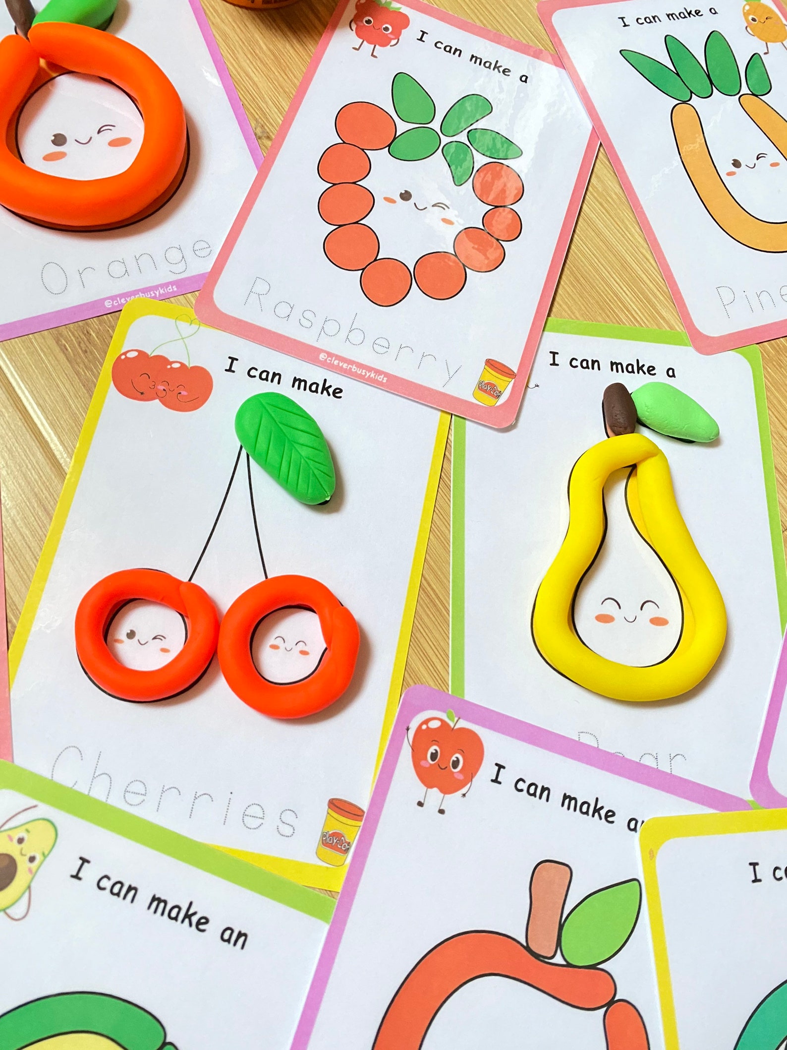 Play Doh Mats, Fruits Printable Play Dough, Montessori Play Doh ...