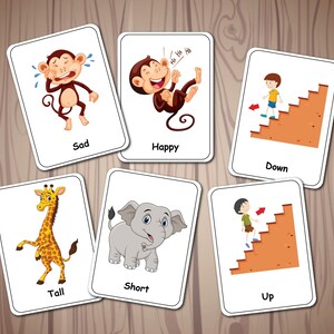 Opposites Matching Flashcards, Printable Activity, Pairing Cards ...