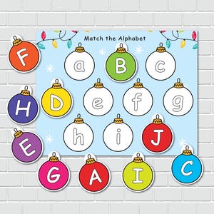 Christmas Theme Alphabet Matching Game for Kids, Printable ABC ...