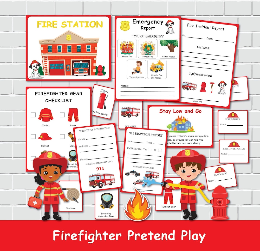 Fire Station Pretend Play, Printable Firefighter Dramatic Play ...