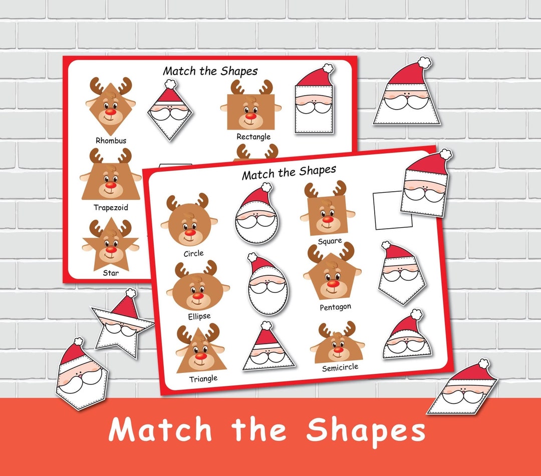 Santa Shapes Matching Activity, 2D Shapes, Christmas Busy Book Page ...