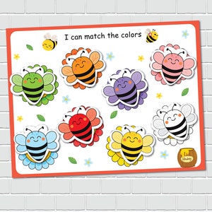 Bee Color Matching Activity, Toddler Printable, Montessori Materials ...