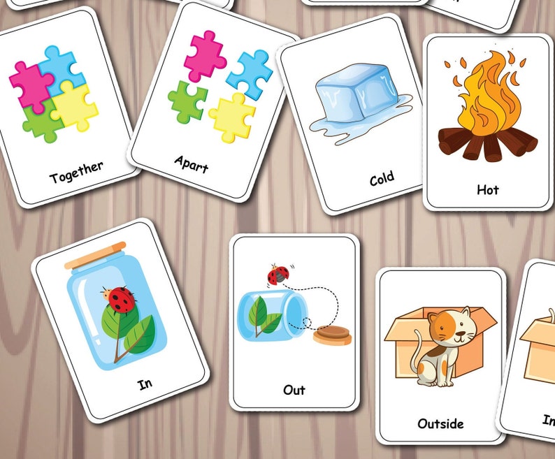 Opposites Matching Flashcards Printable Activity Pairing - Etsy