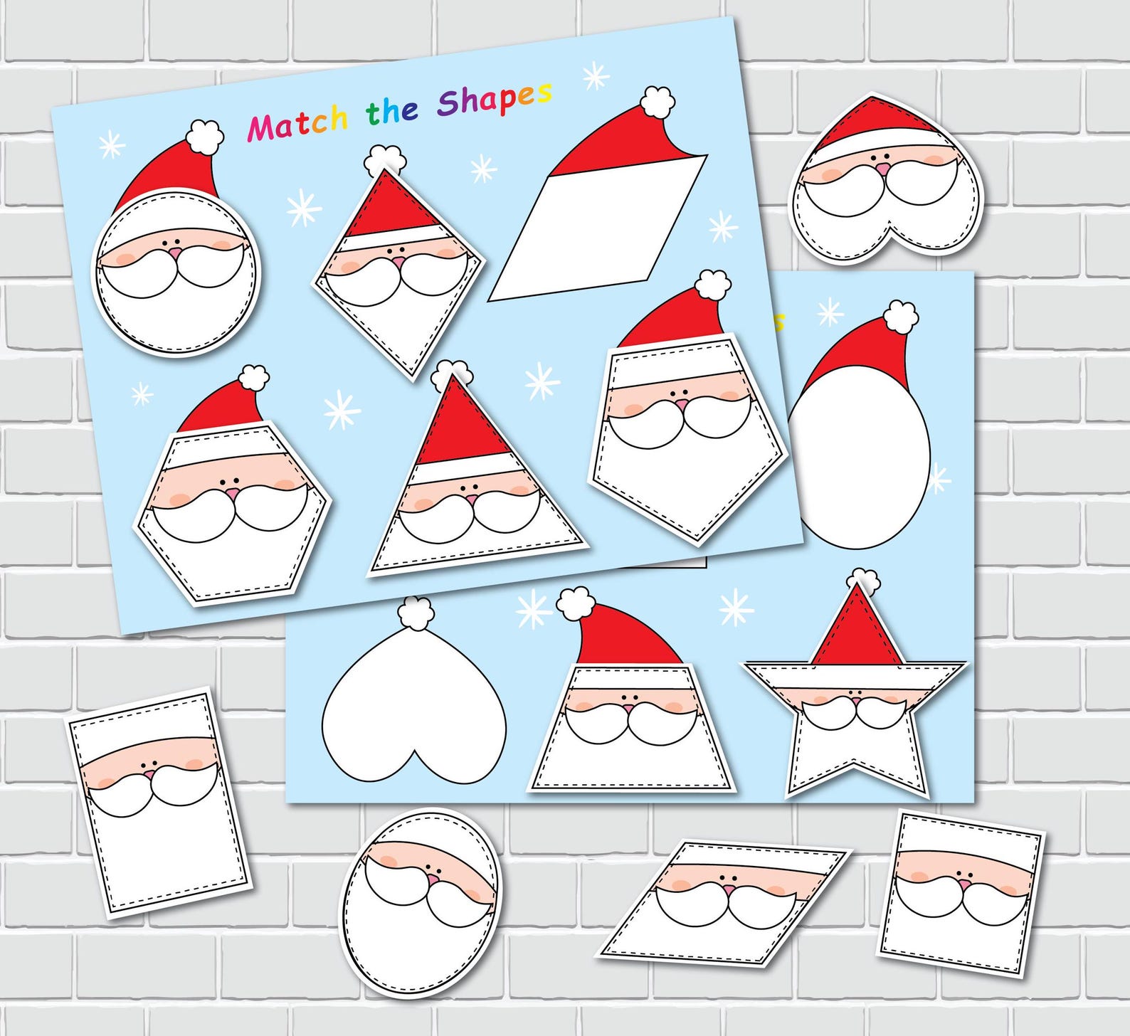 Santa Shapes Matching Activity, 2D Shapes, Christmas Busy Book Page ...