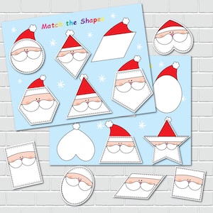Santa Shapes Matching Activity, 2D Shapes, Christmas Busy Book Page ...