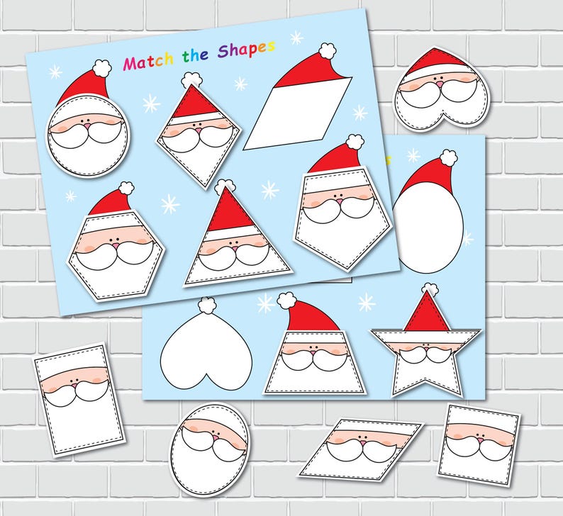 Santa Shapes Matching Activity, 2D Shapes, Christmas Busy Book Page ...