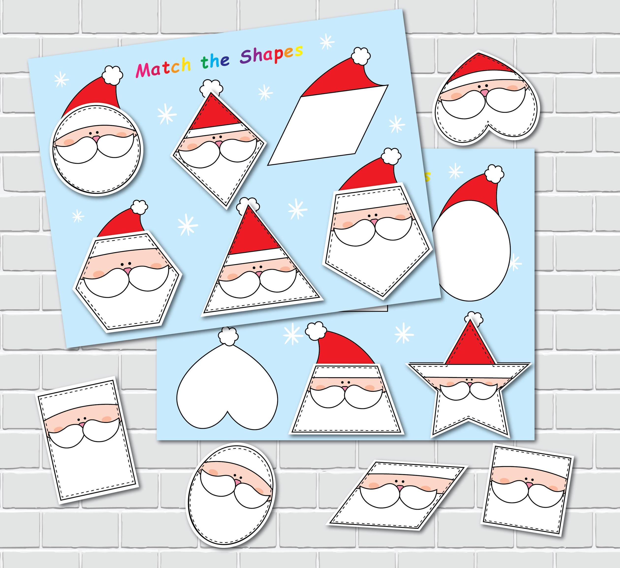 Santa Shapes Matching Activity, 2D Shapes, Christmas Busy Book Page ...