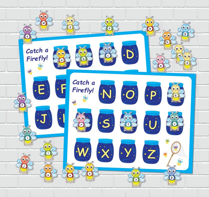 Firefly ABC Matching Activity for Kids, Summer Busy Book Page, File ...