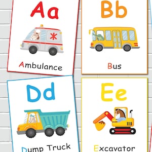 Alphabet Flashcards, Transportation Theme, ABC Printable Flash Cards ...