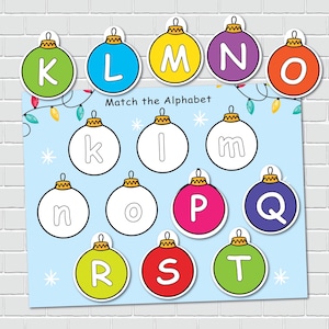 Christmas Theme Alphabet Matching Game for Kids, Printable ABC ...