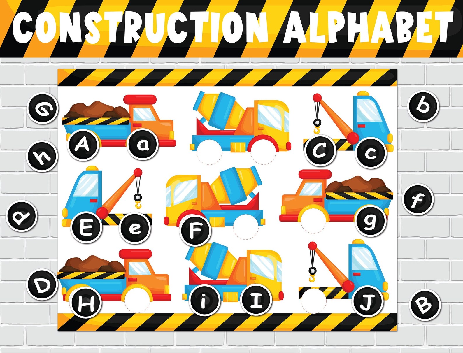 Construction Vehicles Alphabet Matching Printable Activity.letter ...