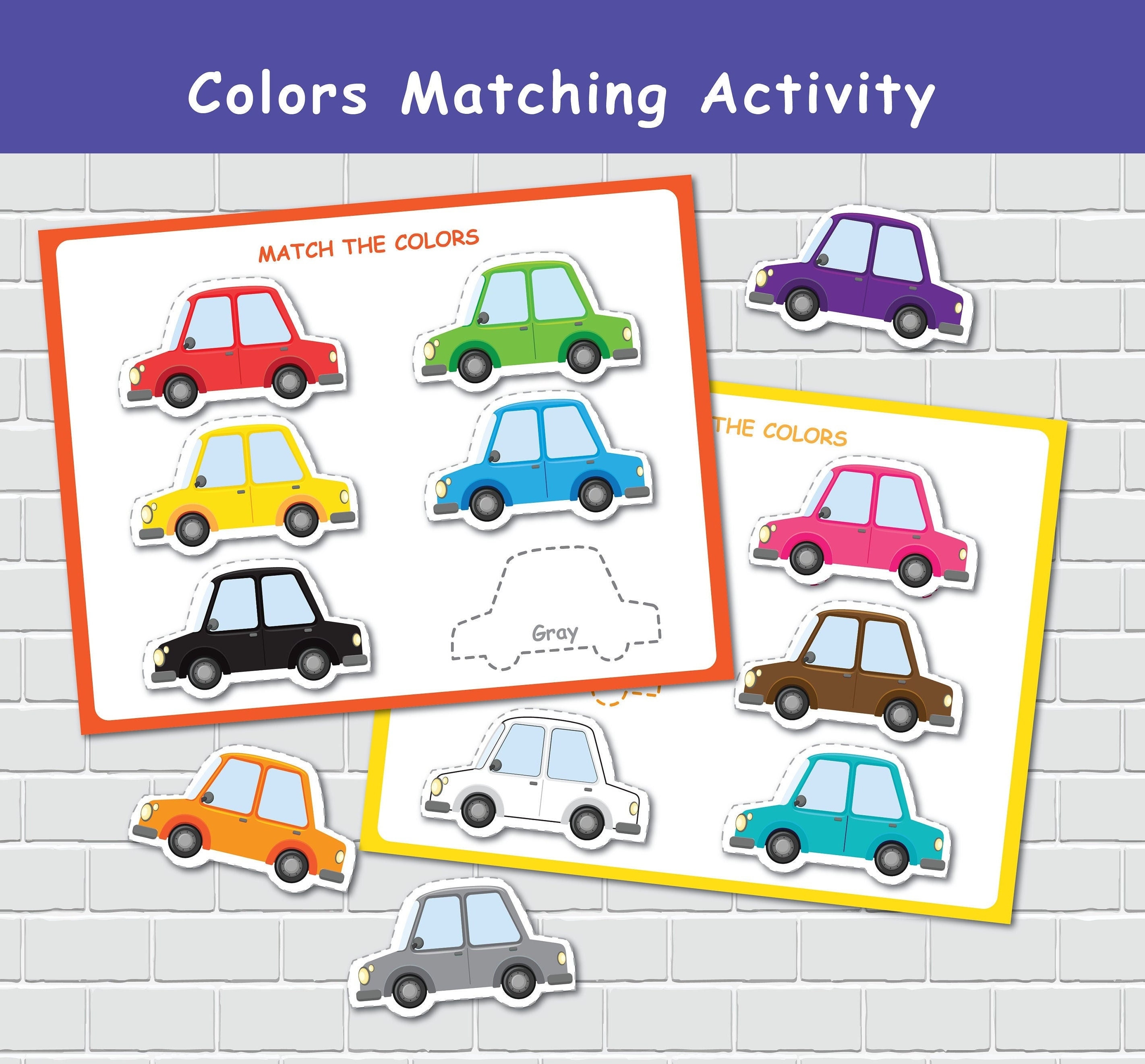 Cars Color Matching Activity for Kids, Toddler Printable, Montessori ...