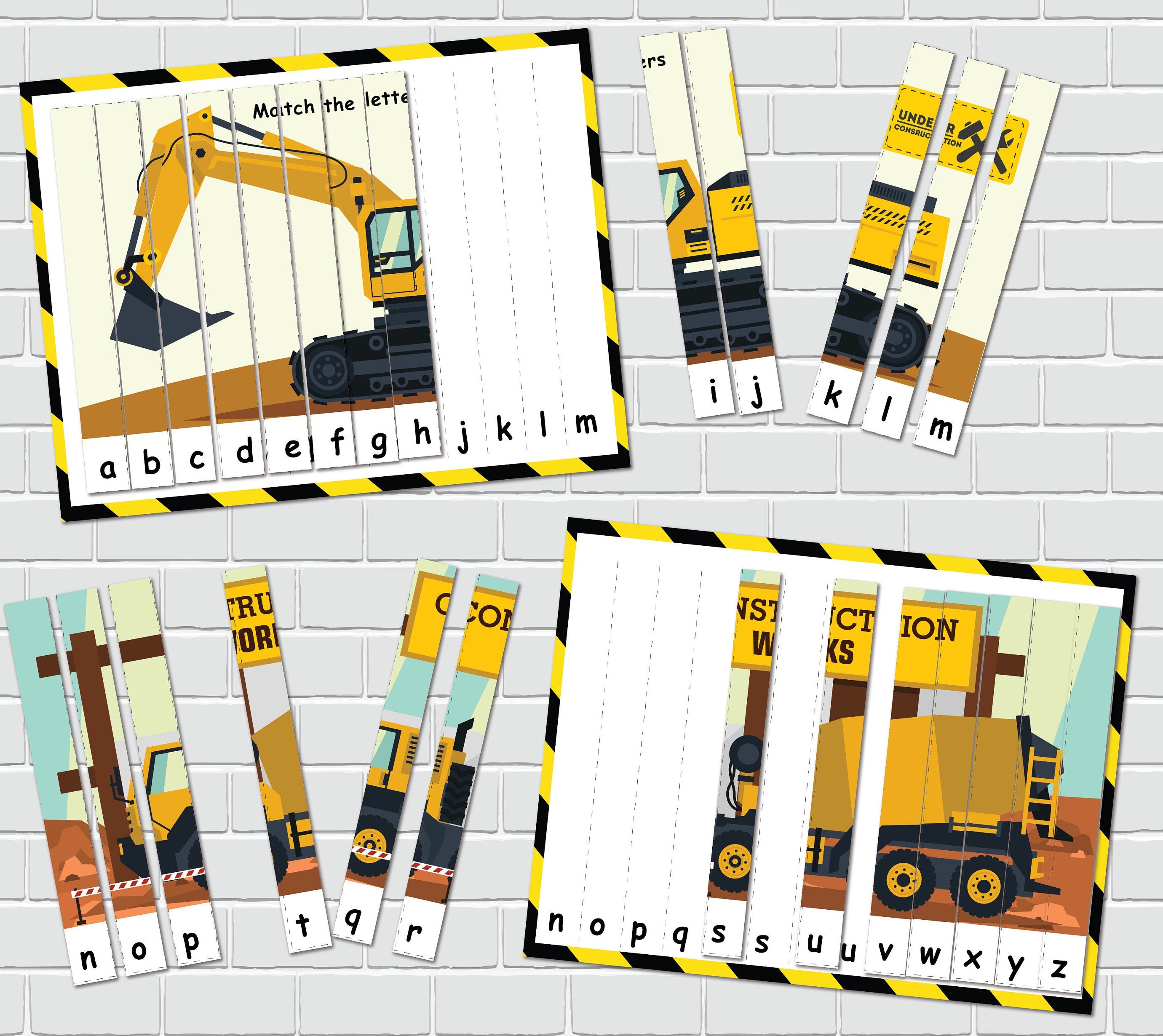 Construction Alphabet Matching Activity, Preschool Learning (digital ...