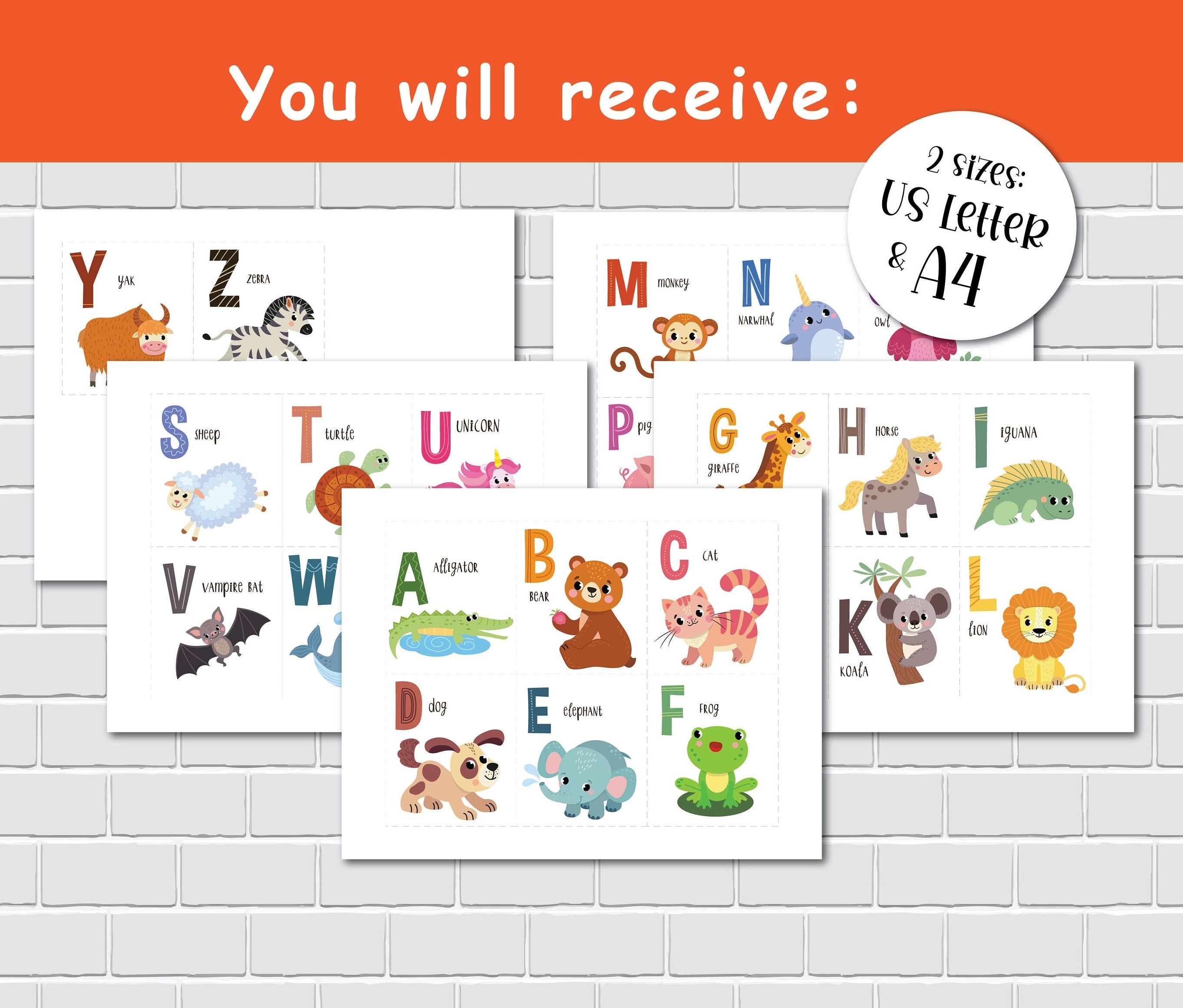 Alphabet Flashcards for Toddlers, ABC Printable Flash Cards, ABC ...