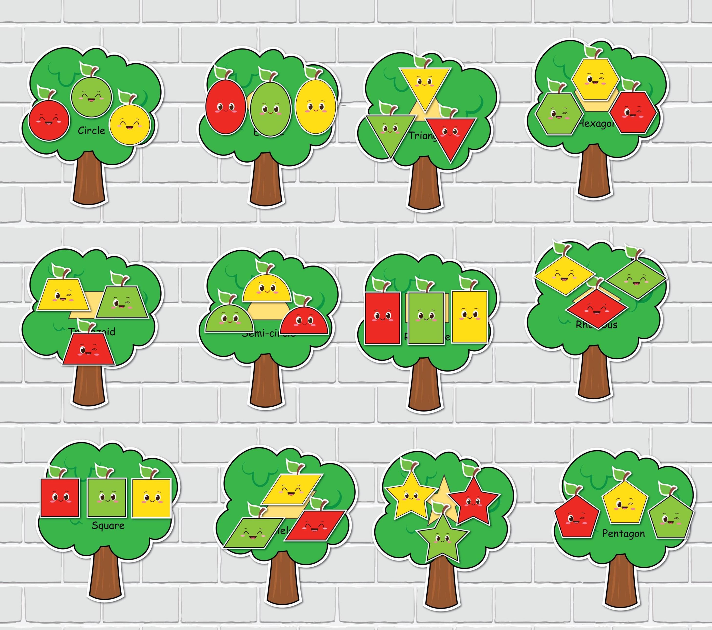 Apple Shapes Matching Actvity. Toddlers Sort and Match Game. Homeschool ...